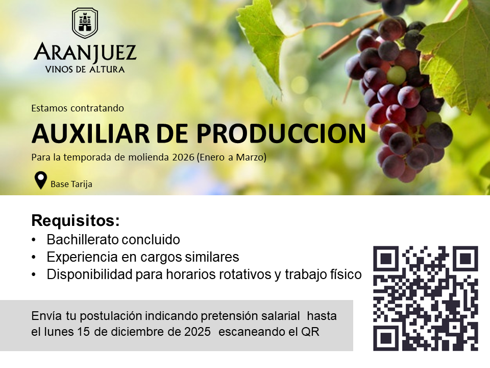 AUXILIAR DE PRODUCCION | Trabajando Bolivia